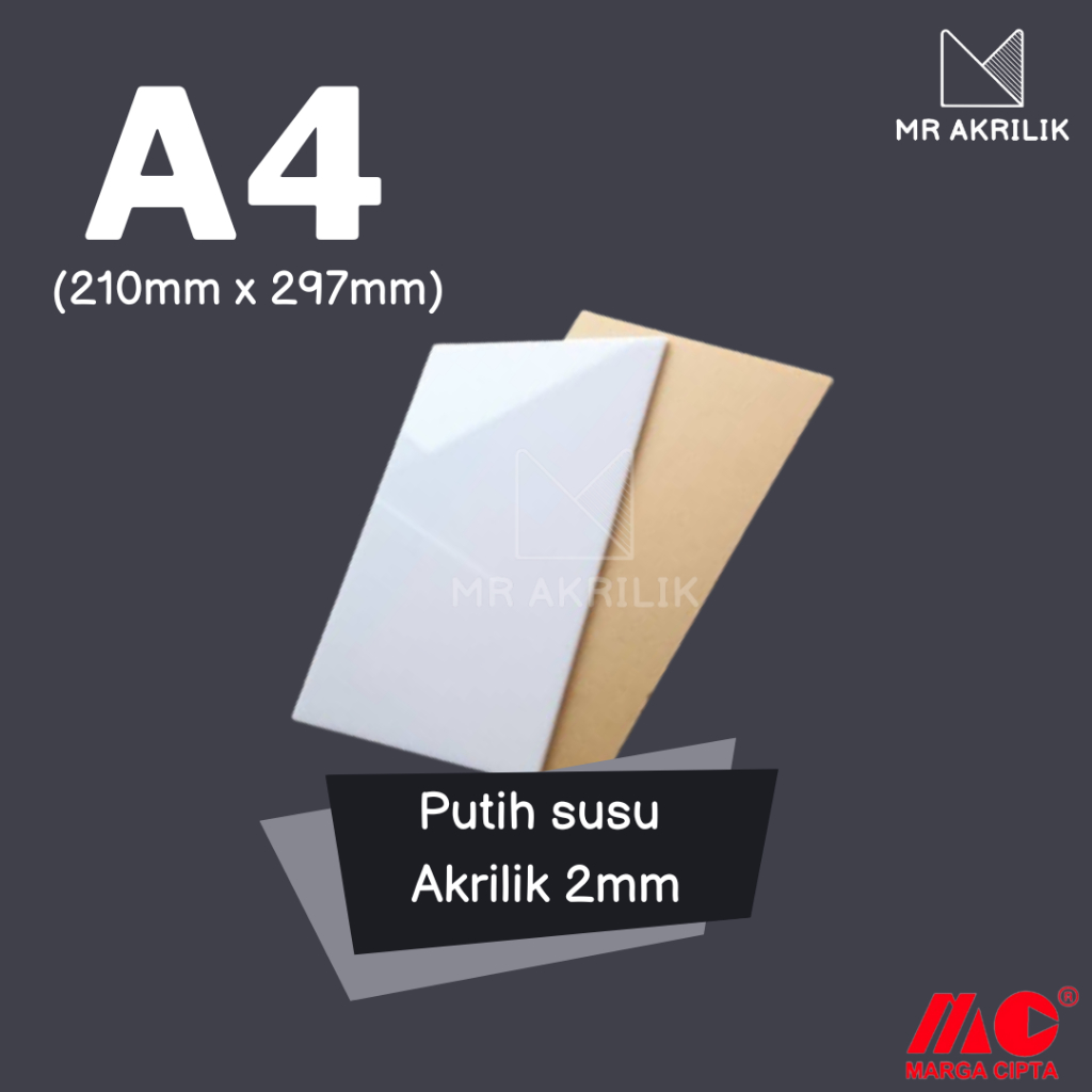 Jual Akrilik A4 (Putih Susu) 2mm Marga Cipta | Shopee Indonesia