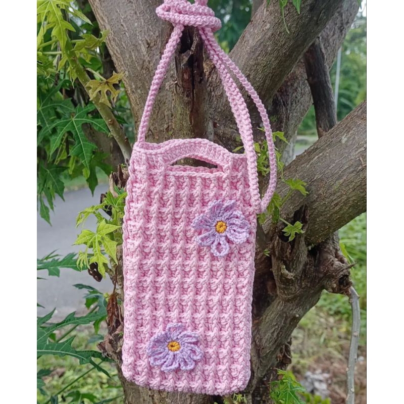 Jual pouch hp rajut handmade|tas hp rajutan tangan | Shopee Indonesia