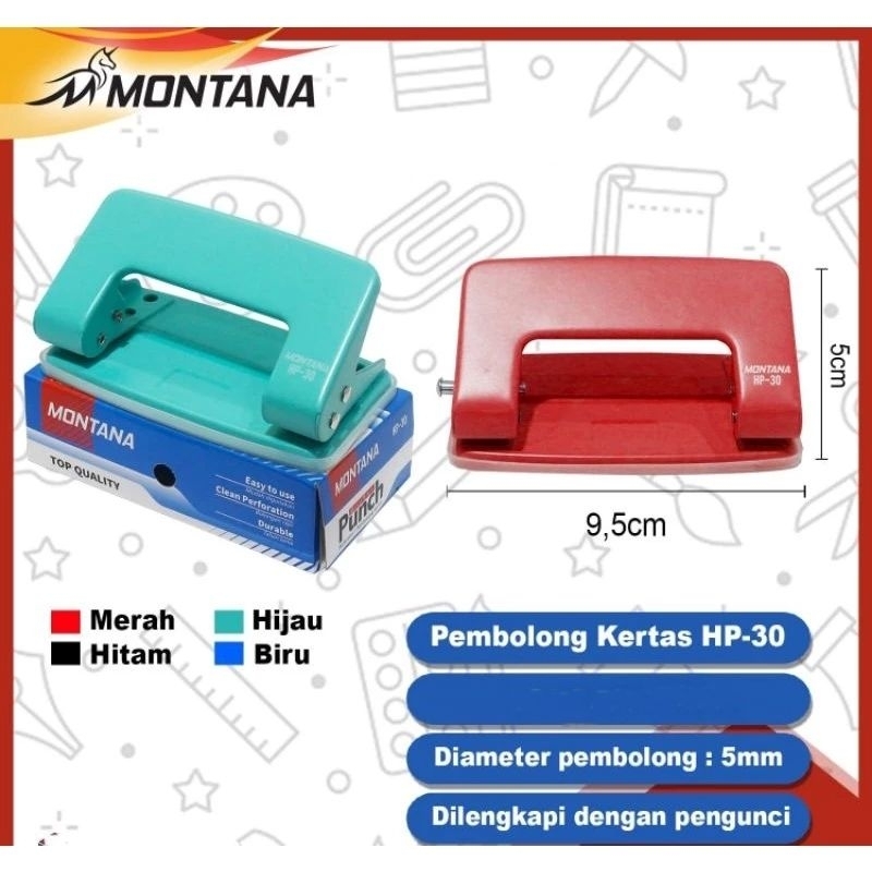 Jual Pembolong Kertas kecil / Perforator / Punch MONTANA HP-30 Original ...
