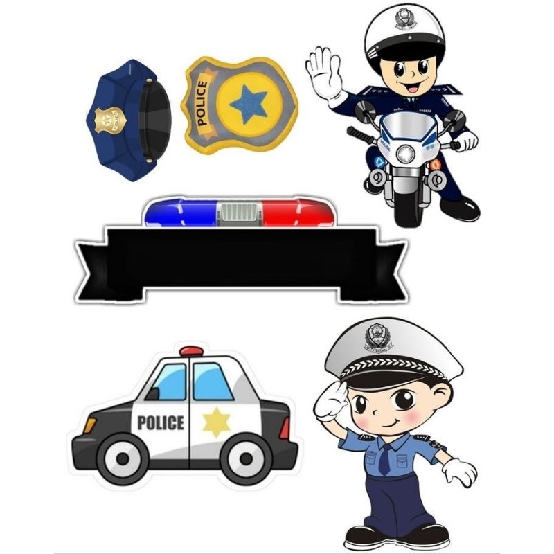 Jual Topper kue birthday cake tema polisi bisa request nama | Shopee ...