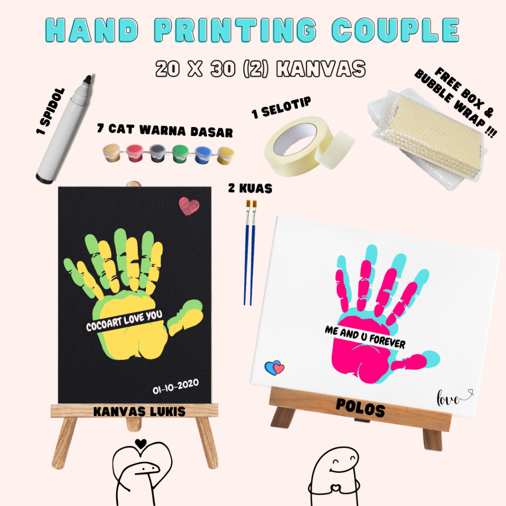 Jual DIY Hand Printing Kit | Hand Painting Kit Couple | Kanvas Cap ...