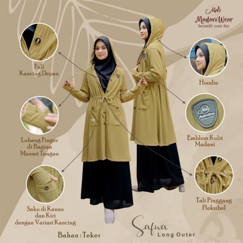 Jual SAFWA LONG OUTER MUSLIMAH ORI MADANI WEAR JACKET OOTD WANITA ...