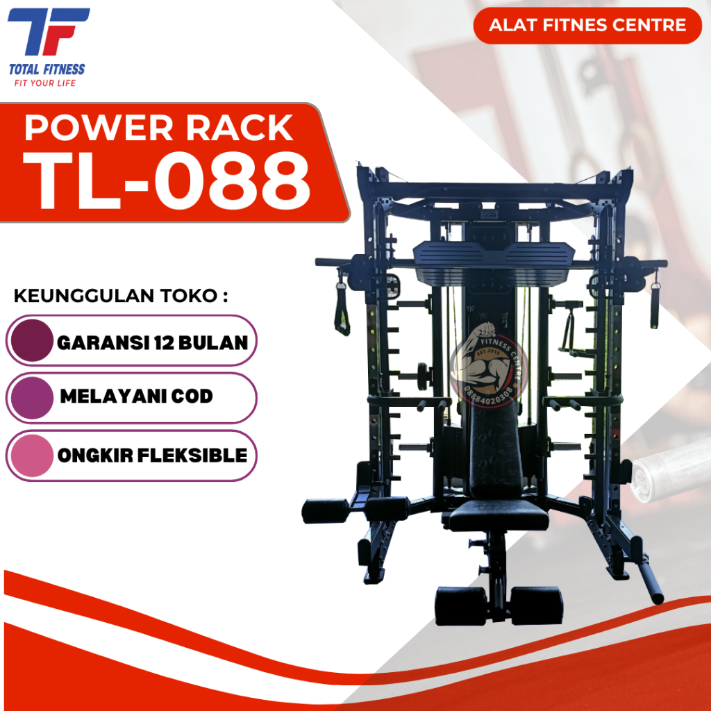 Jual Total Fitness Alat Angkat Beban Multi Power Rack + Adjust Bench Press Smith Power Rack ...