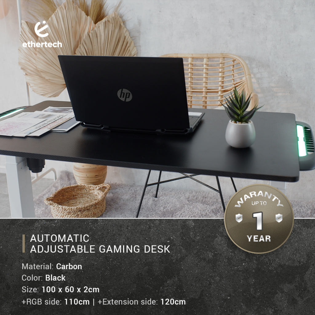 Jual Automatic Adjustable Desk / Meja Electric Otomatis Ethertech Gaming | Shopee Indonesia