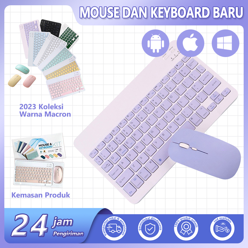 Jual Wireless Bluetooth Keyboard Mouse Combo Usb Office Silent Click Laptop Nirkabel Bluetooth