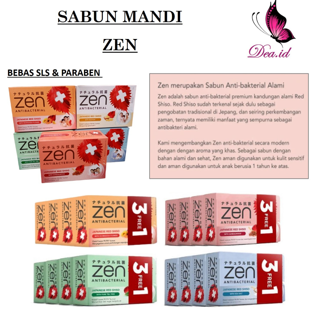 Jual [DEASTORE] ZEN ANTI BACTERIAL BAR SOAP TANPA KANDUNGAN SLS DAN ...