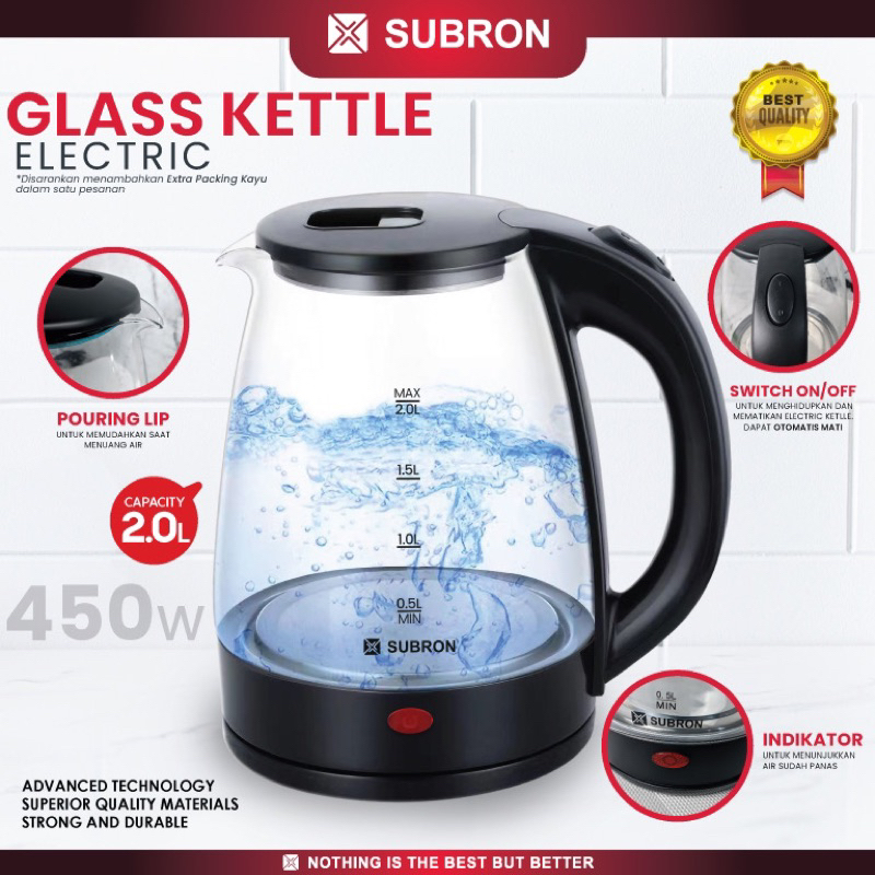 Jual Eskan / teko listrik subron kaca 2ltr ( 450W ) | Shopee Indonesia