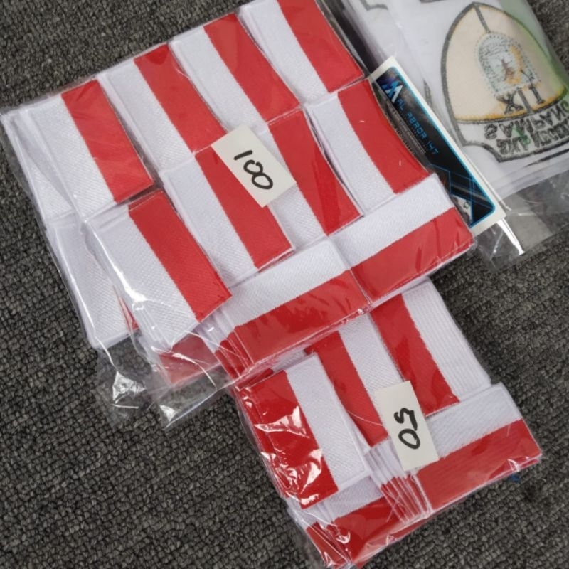 Jual Atribut Bendera Merah Putih ukuran 3x5cm 50 pcs & 100 pcs | Shopee ...