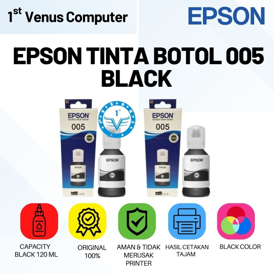 Jual TINTA BOTOL EPSON 005 BLACK ORI / TIN25-EPS / PRINTER TINTA EPSON ...