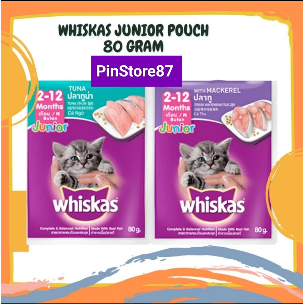 Jual Whiskas Junior (2-12 Bln) Tuna dan Mackerel 80 gr | Shopee Indonesia