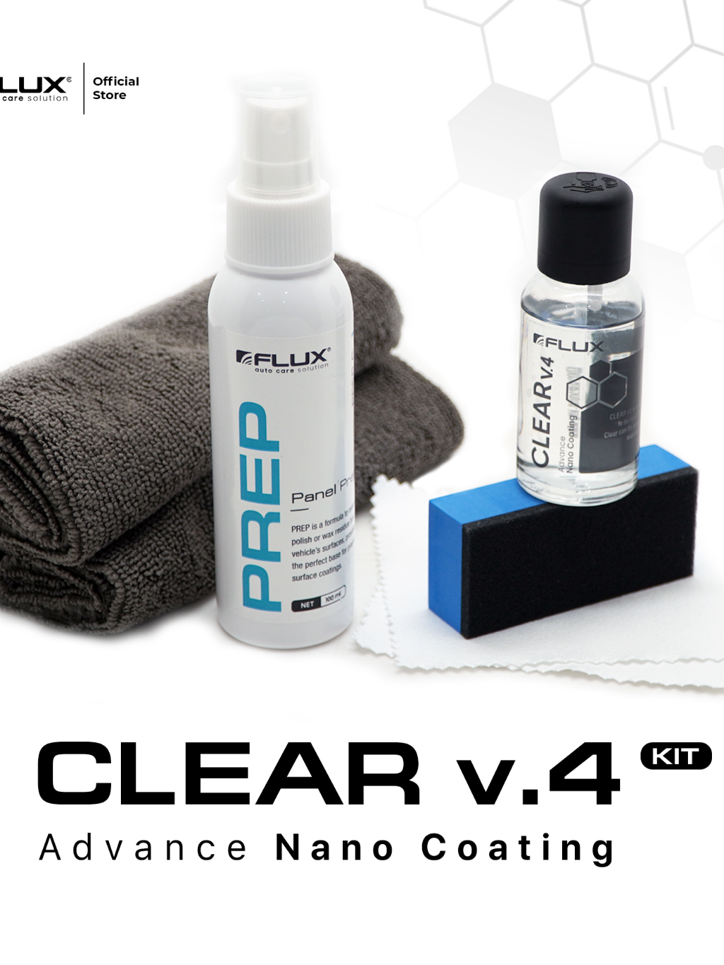 Jual COATING MOBIL MOTOR FLUX CLEAR V4 NANO CERAMIC COATING KIT 30ml ...