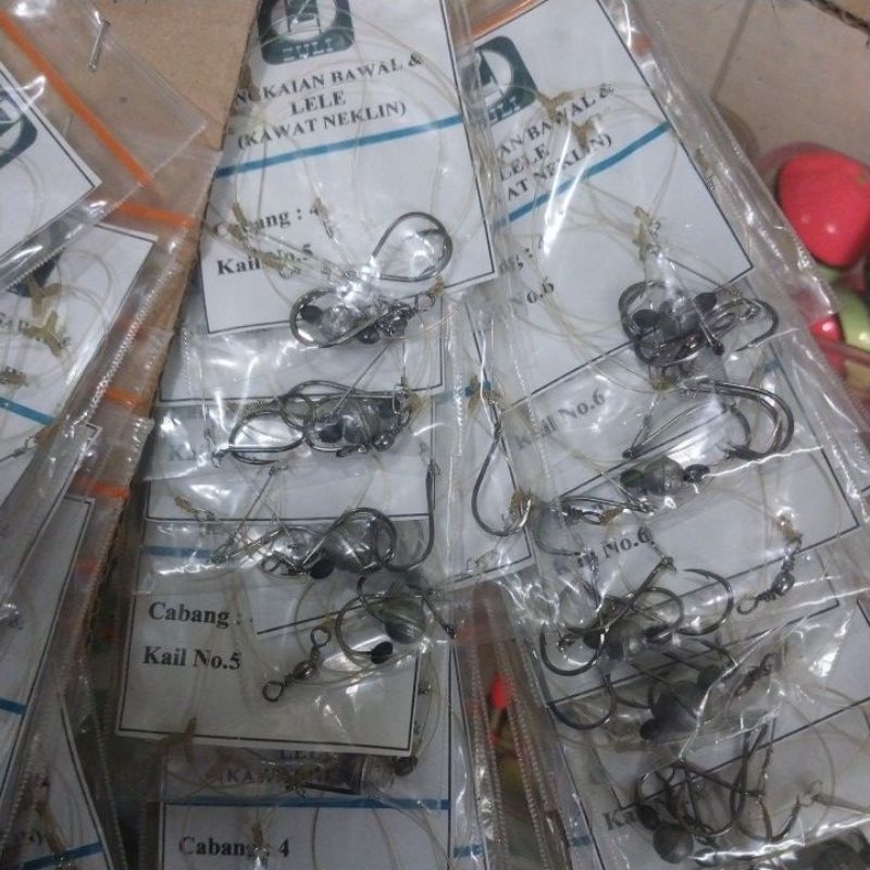 Jual Rangkaian Kail Neklin Bawal Cabang 4 Timah Gantung Rawe Pancing ...
