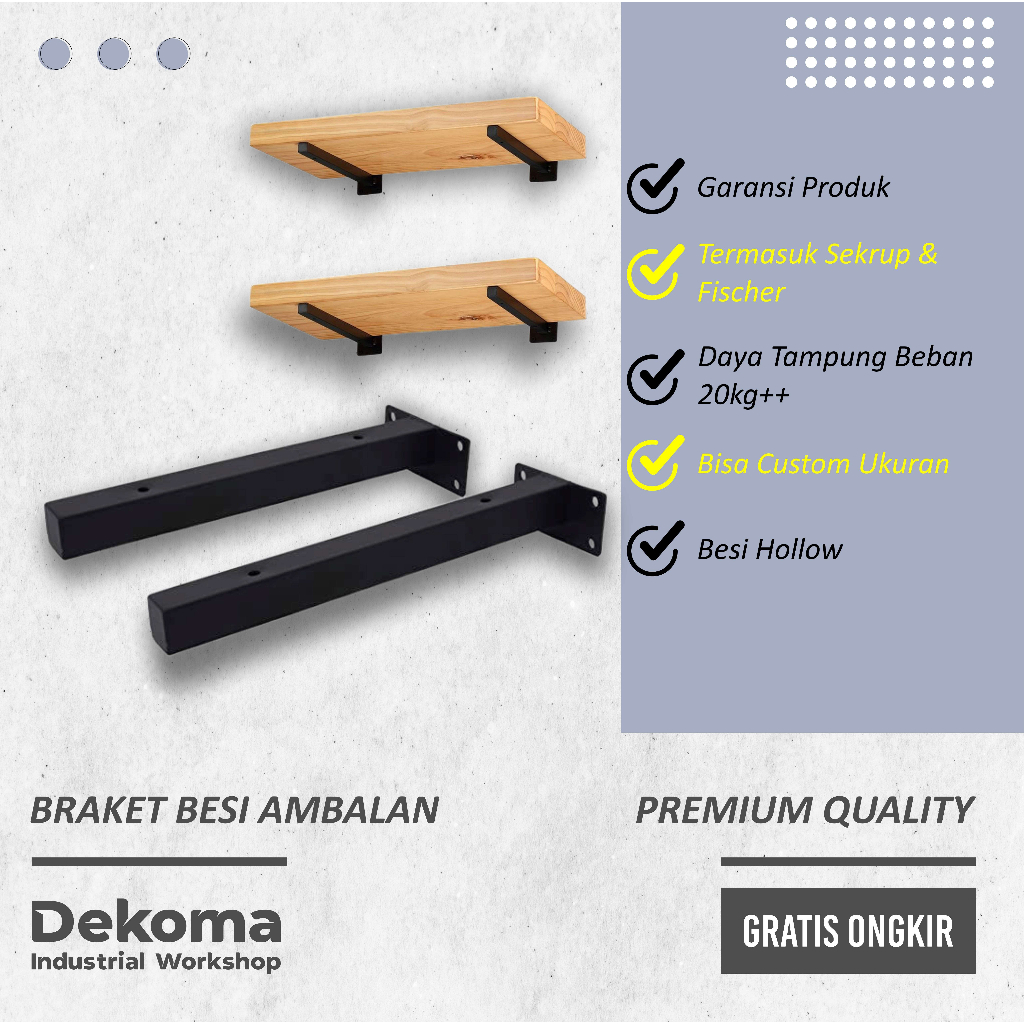 Jual Bracket Besi Siku Ambalan Rak Dinding Penyangga Papan Kayu ...