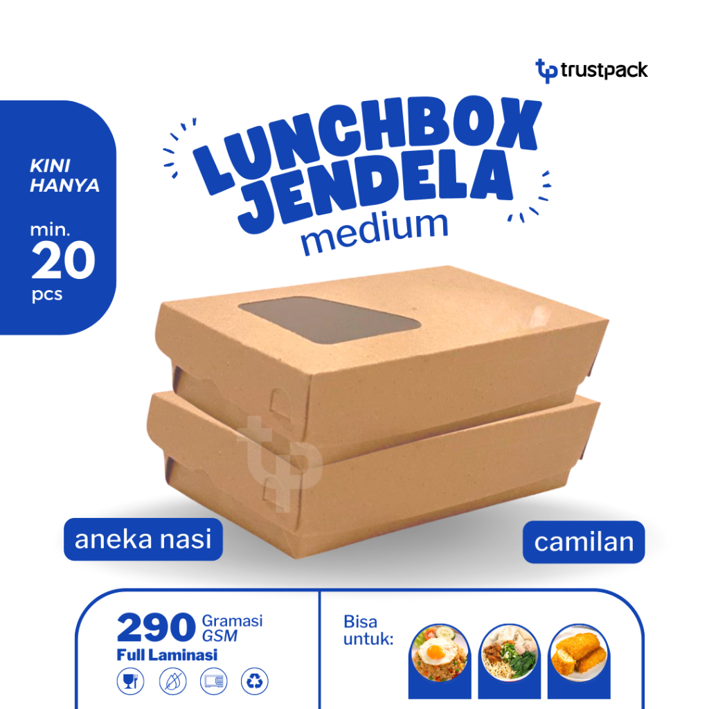 Jual PAPER LUNCH BOX BAHAN KRAFT FULL LAMINASI SIZE M JENDELA MIKA ...