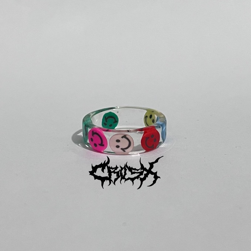 Jual LUCA SMILE RING / RESIN AKRILIK PLASTIK SMILING SMILEY FACE SWEET ...