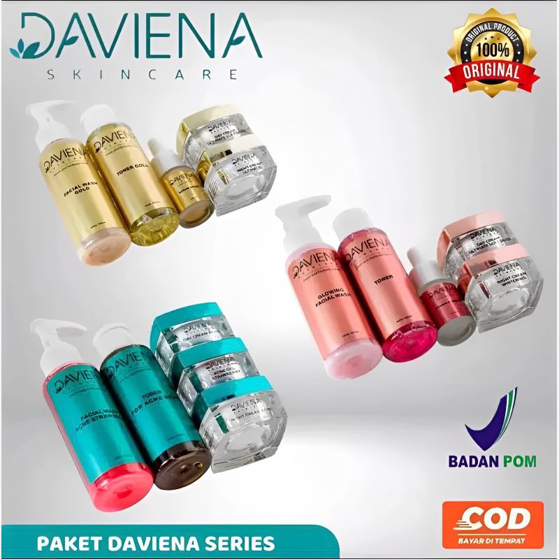 Jual Daviena skincare paket lengkap isi 5 dengan serum original ...
