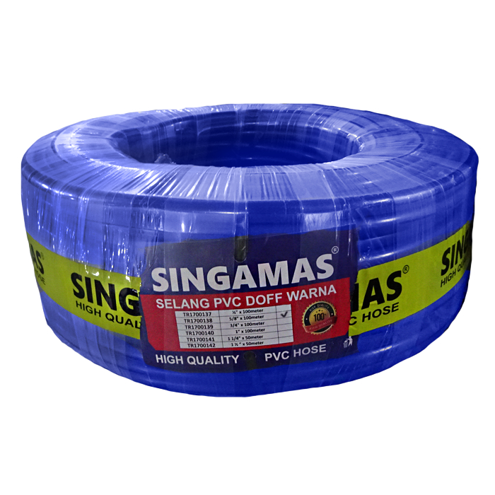 Jual SINGAMAS Selang Air PVC Dof Warna Biru 5/8 Inch x 100 Meter ...