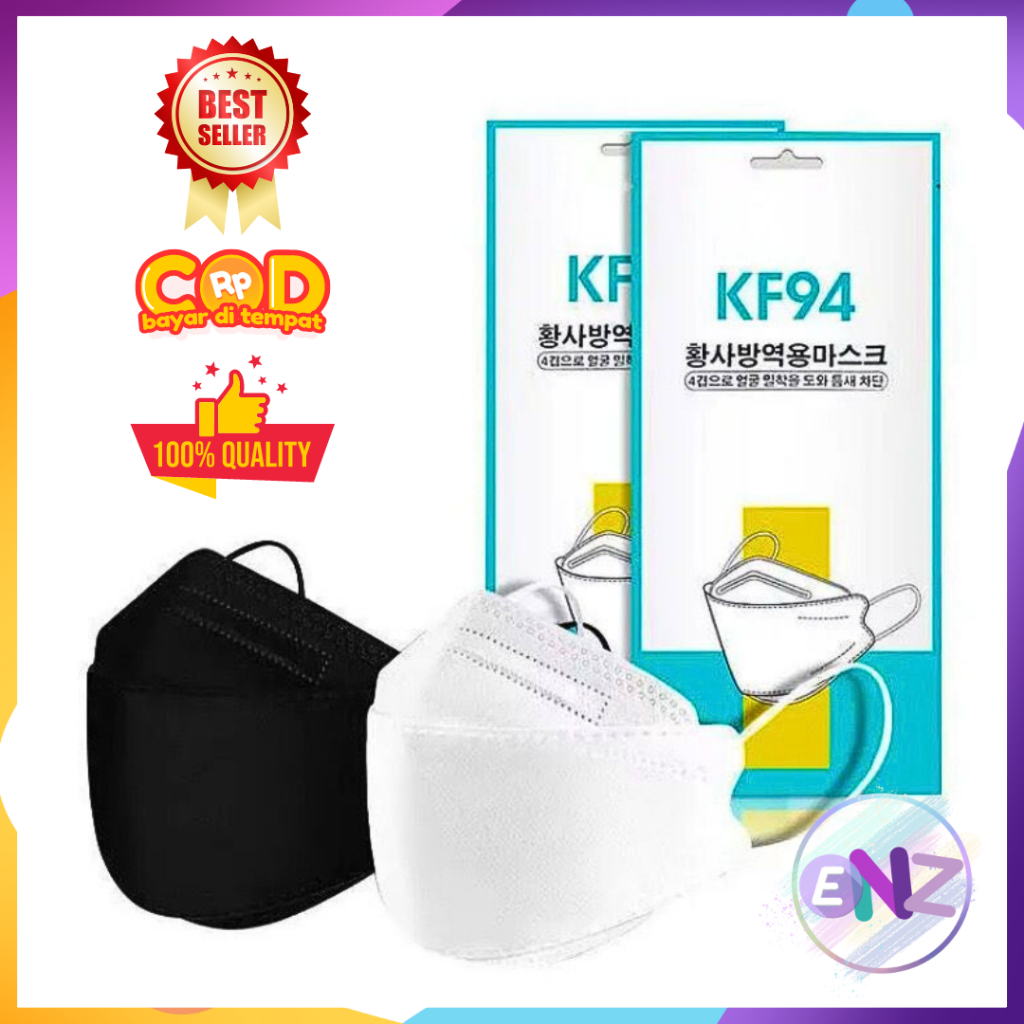 Jual ENZ ® MASKER KF94 KF 94 PACK KOREA PREMIUM 4PLY 4 PLY HITAM PUTIH ISI 10 PCS UKURAN DEWASA ...
