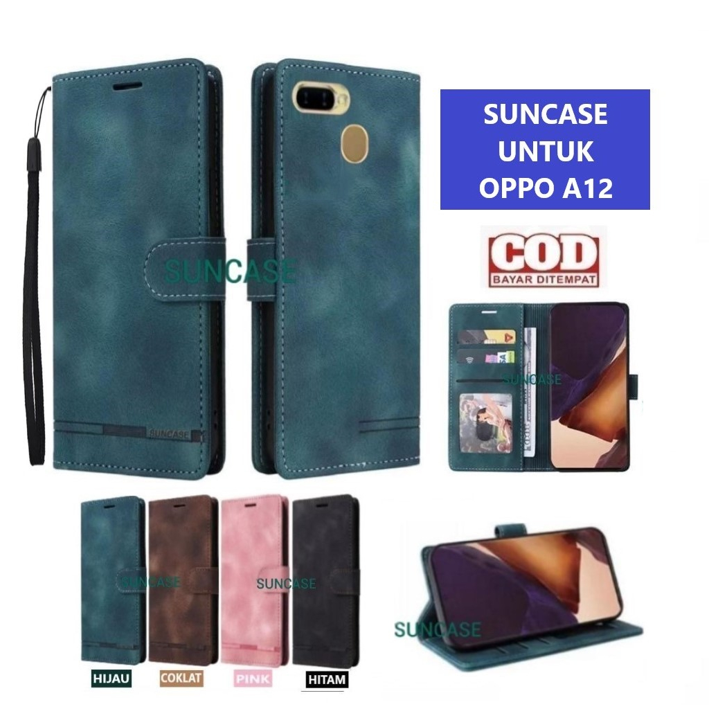 Jual Casing OPPO A12 model flip buka tutup case kulit ada tempat foto ...