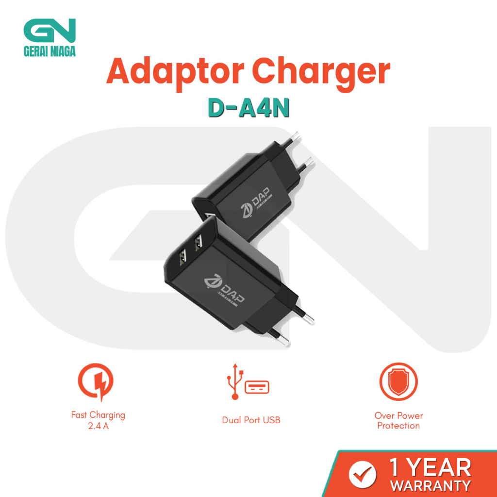 Jual DAP Fast Charging 2 Port USB Charger 2.4 A Garansi D-A4N 1PCS | Shopee Indonesia