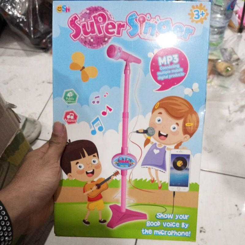 Jual Mainan mikrofon anak bisa disambung ke hp untuk menambahkan musik ...