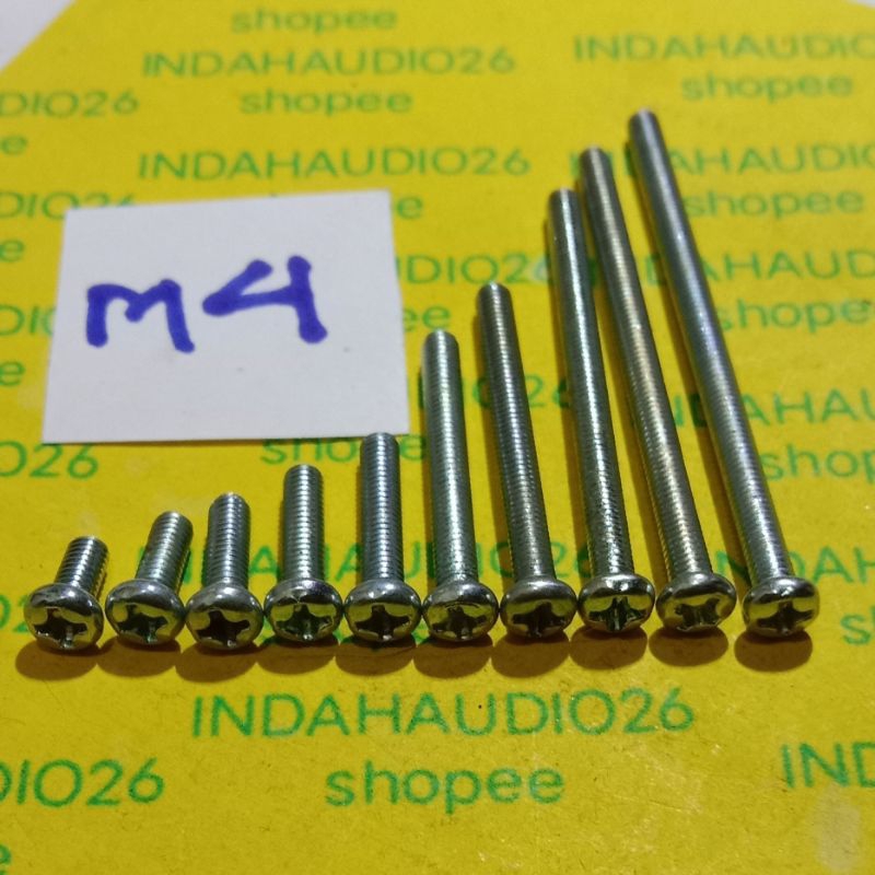 Jual BAUT M4 X 6mm 8mm 10mm 12mm 15mm 20mm 25mm diameter drat baut 4mm ...