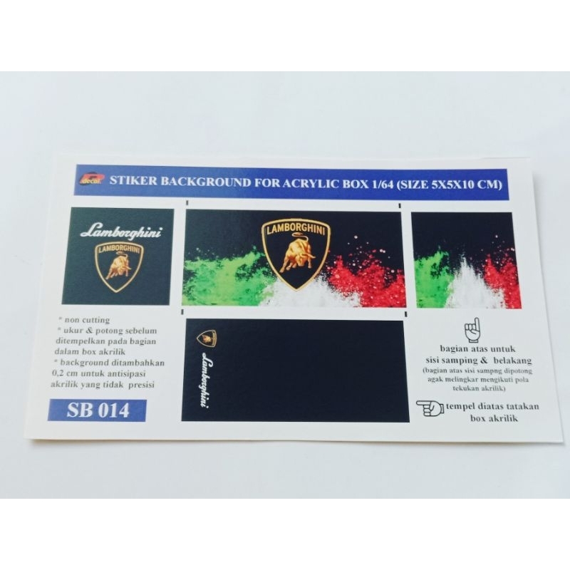 Jual Stiker Background Kotak Akrilik 1/64 SB014 Lamborghini ver2 ...