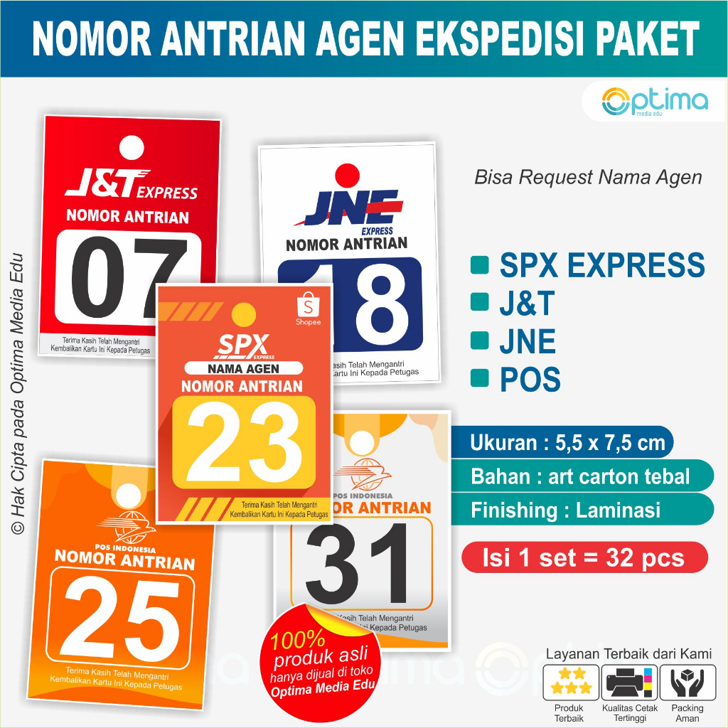 Jual Kartu Nomor Antri / Antrian Pengambilan / Pengiriman Paket ...