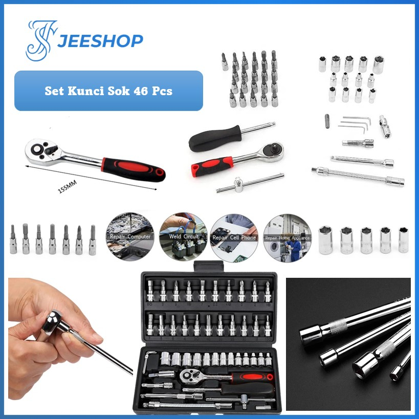 Jual Kunci Sok Set 46pcs Kunci Socket Set Lengkap Repair Tools ...