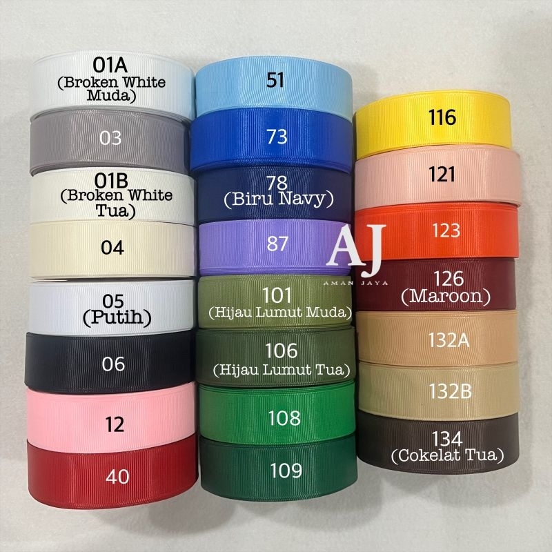 Jual Pita Grossgrain 1 Inch / 2,5 cm / Pita Salur / Pita Grosgrain (20 ...