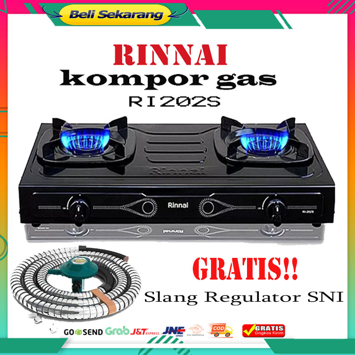 Jual Rinnai RI 202 S RI 202S Kompor Gas 2 Tungku BODY TEFLON SUN BURNER ...
