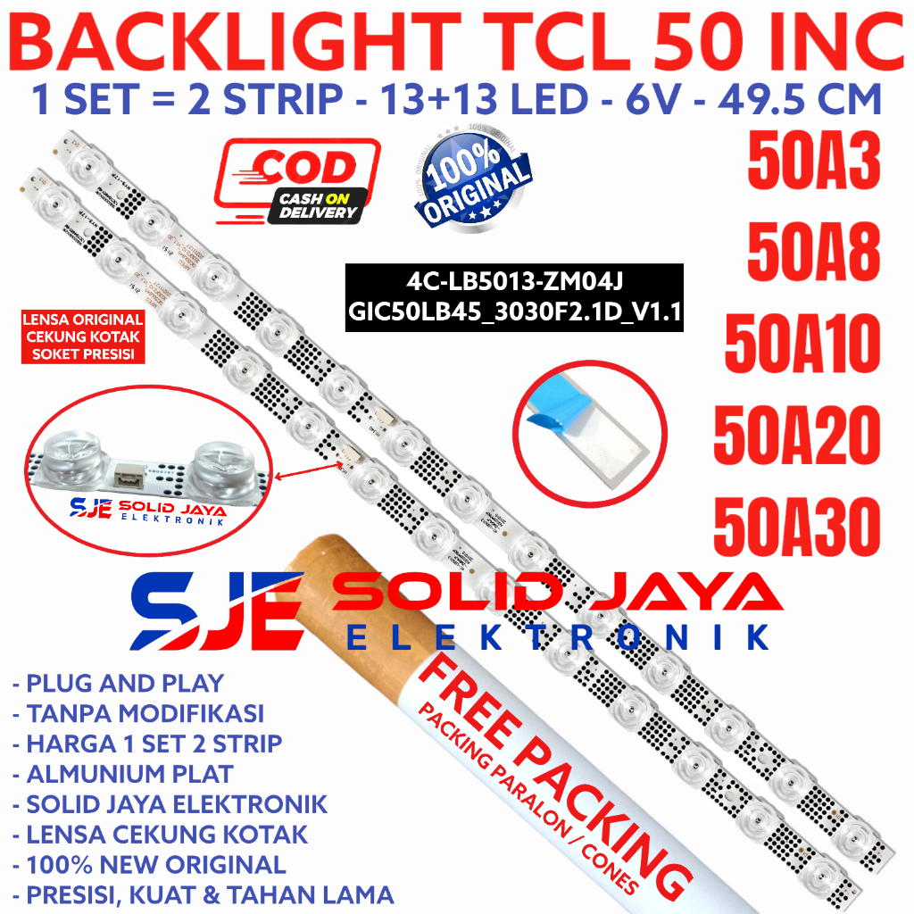 Jual BACKLIGHT TV LED TCL 50 INC 50A3 50A8 50A10 50A20 50A30 LAMPU BL 13K 50A 13LED 13 KANCING ...
