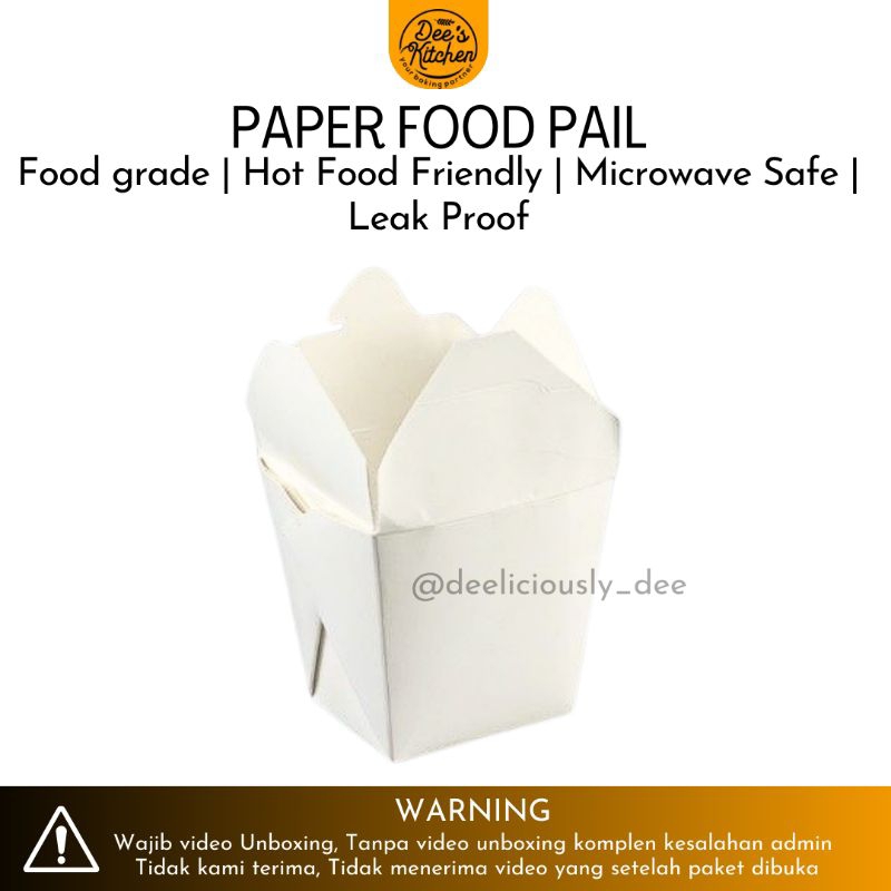 Jual [Pak 25 pcs] Paper Food Pail / Rice Box / Noodle Box grade ivory ...