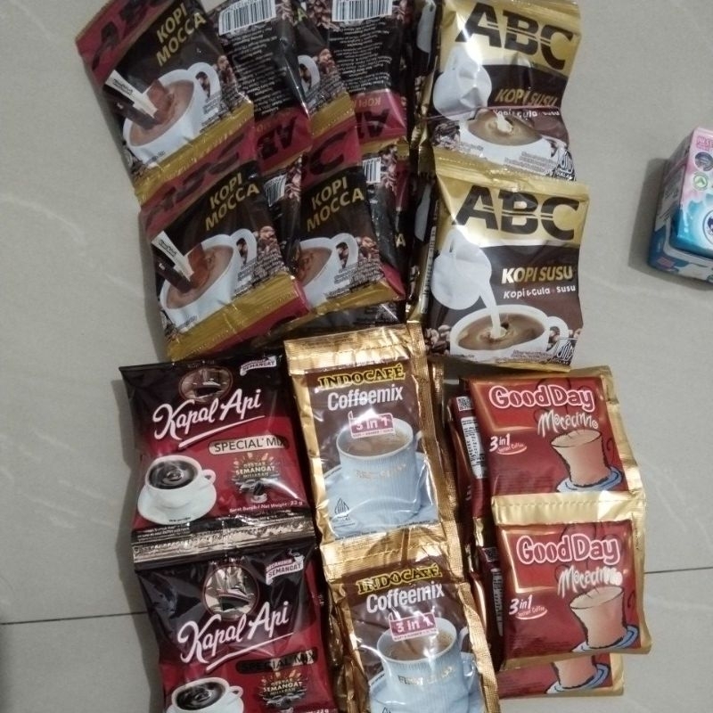 Jual kopi rencengan kapal api, white coffee, indocafe,goodday | Shopee ...