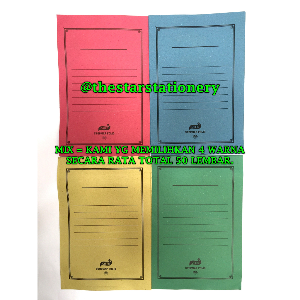Jual Stopmap Kertas Folio Orire / Map Kertas ( 1 Pack isi 50 Lembar ) | Shopee Indonesia