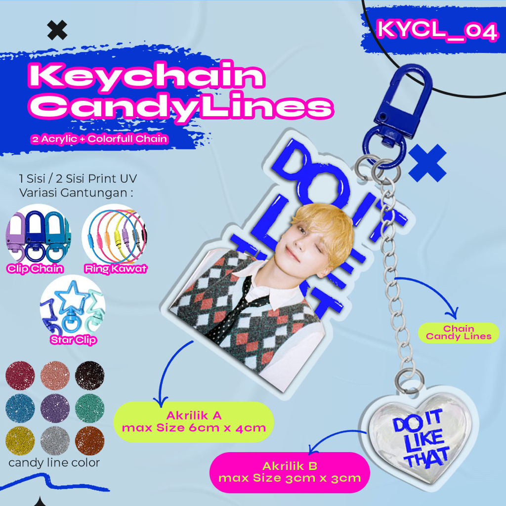 Jual Custom Gantungan Kunci Keychain CandyLines / Double Keychain Bentuk Dengan Rantai Lines ...