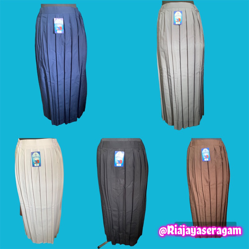 Jual Rok Seragam Sekolah Rok Rempel Panjang SMP SMA Warna Abu Biru ...