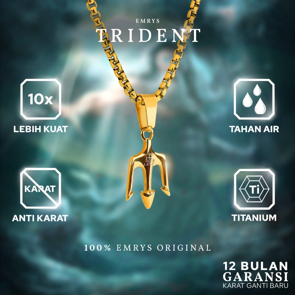 Jual BUY 1 FREE 2 GIFT Emrys Liontin Set TRIDENT Real Titanium Anti ...