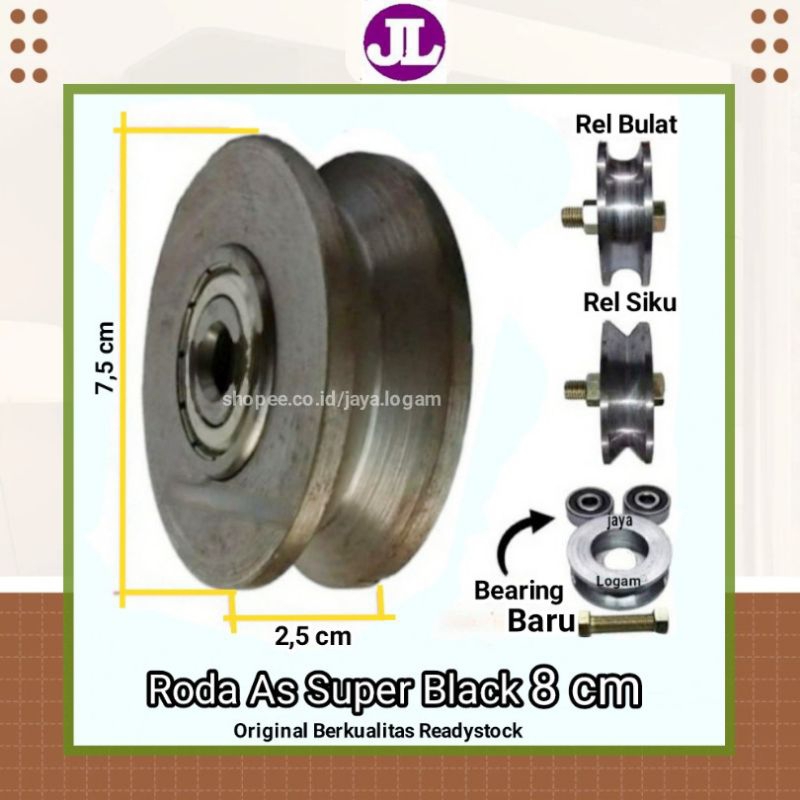 Jual Roda Pagar Besi Super Black 8 cm Tanpa Casing Roda Besi Pintu ...