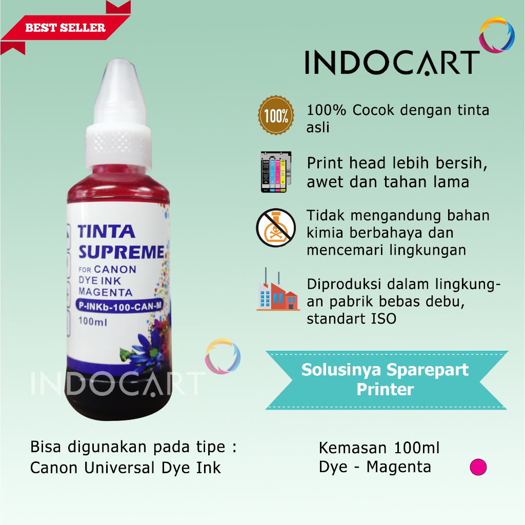Jual IndoCart Tinta Supreme (100ml) Canon - Dye Color | Shopee Indonesia