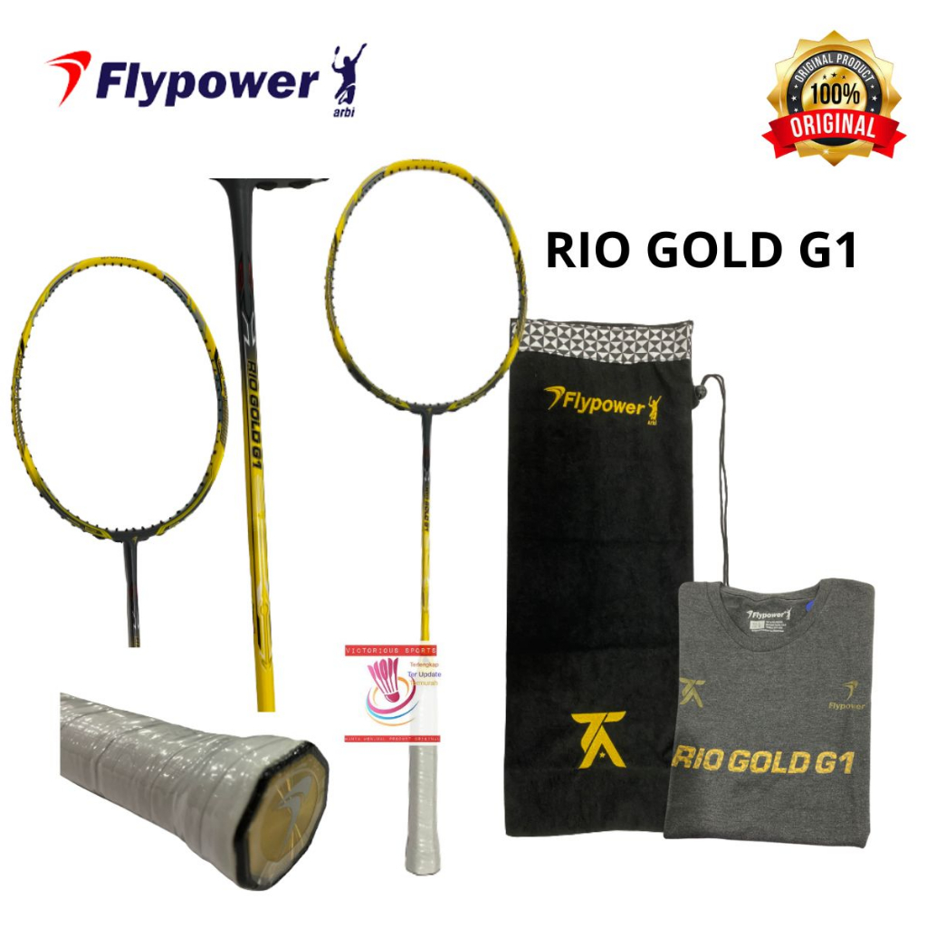 Jual RAKET BADMINTON BULUTANGKIS FLYPOWER RIO GOLD G1 YELLOW GREY ...