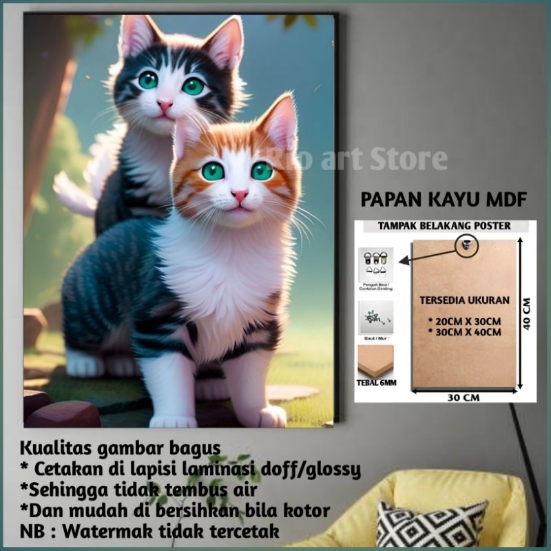 Jual Poster kucing hiasan dinding dan walldekor bahan papan kayu mdf ...