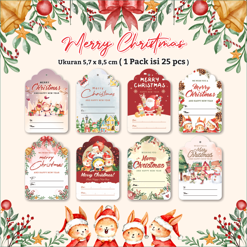 Jual (25 pcs) Hangtag Natal Merry Christmas | Hangtag Murah | Kartu ...