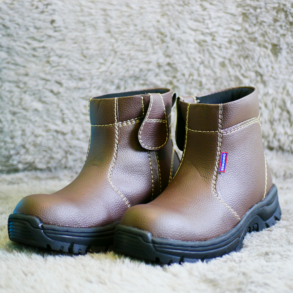 Jual Edmundo Sepatu Safety Tambang Semi Boot Resleting coklat Ujung ...