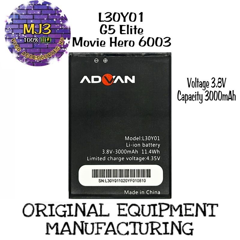 Jual Baterai Advan ORIGINAL L30Y01/G5 ELITE/MOVIE HERO 6003 battery ...