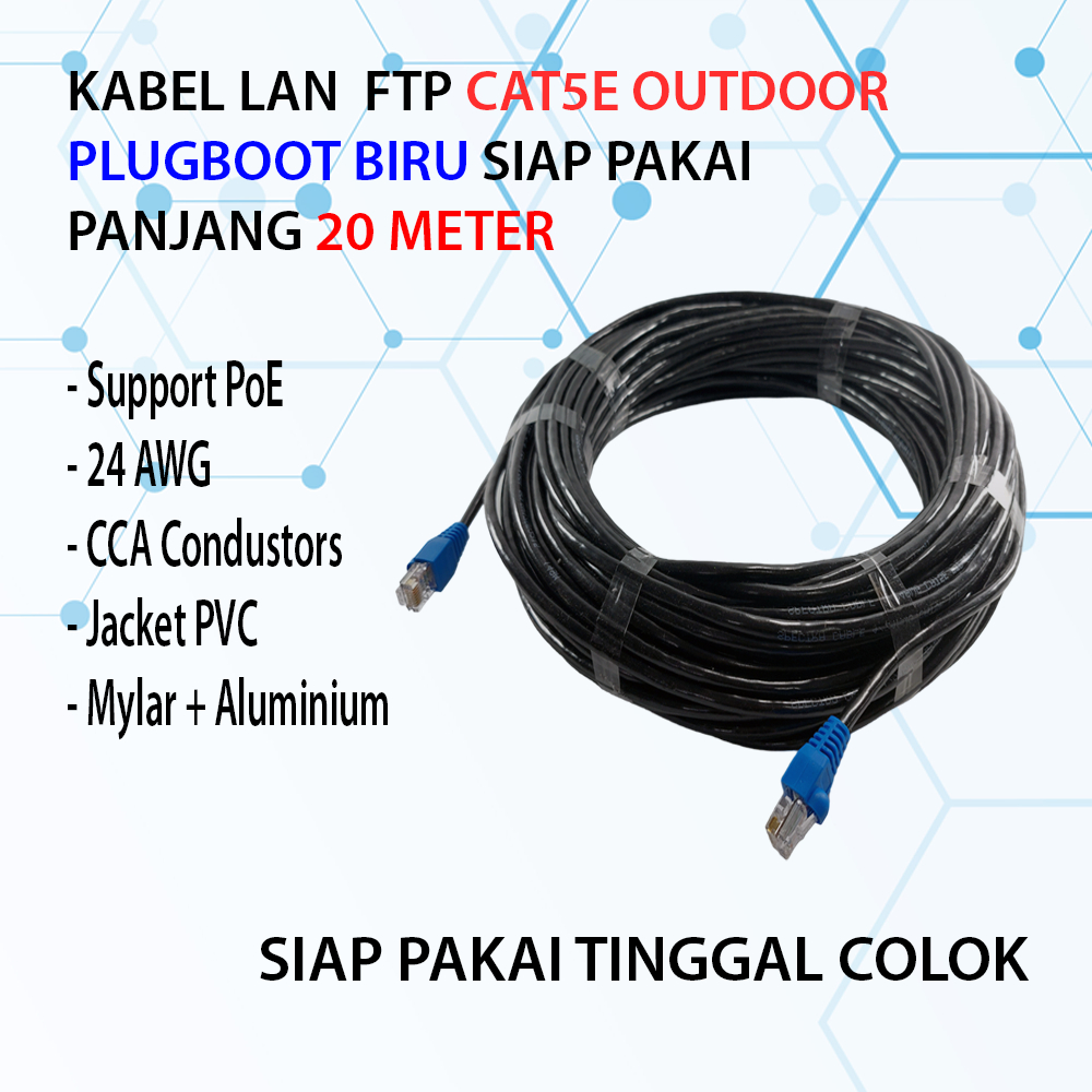 Jual Kabel Lan Panjang 20M STP FTP Cat 5e Outdoor CCA 20 Meter Plug ...