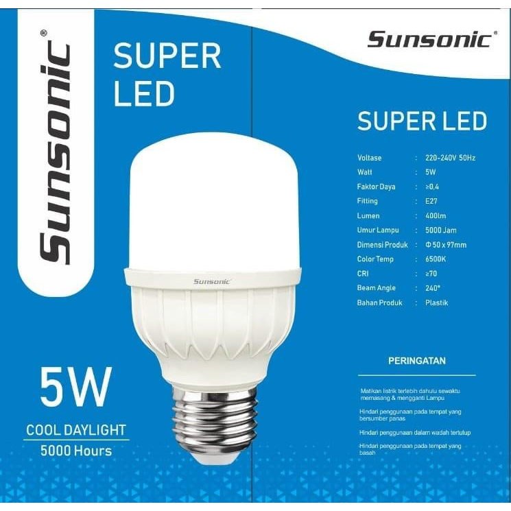 Jual Sunsonic Capsule LED 5 Watt Lampu Bohlam Cahaya Putih | Shopee ...