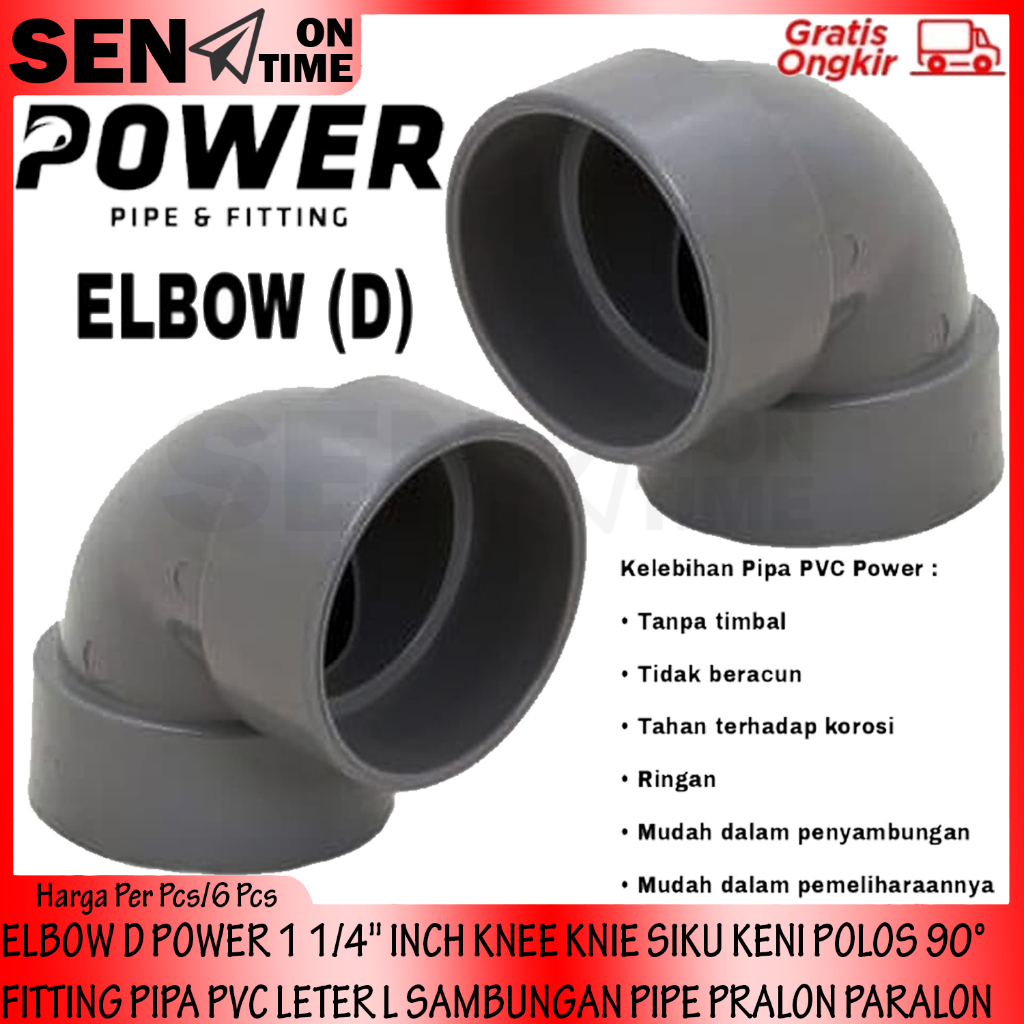 Jual KNEE KNIE SIKU 90° DERAJAT ELBOW D POWER 1 1/4" INCH KENI POLOS ...