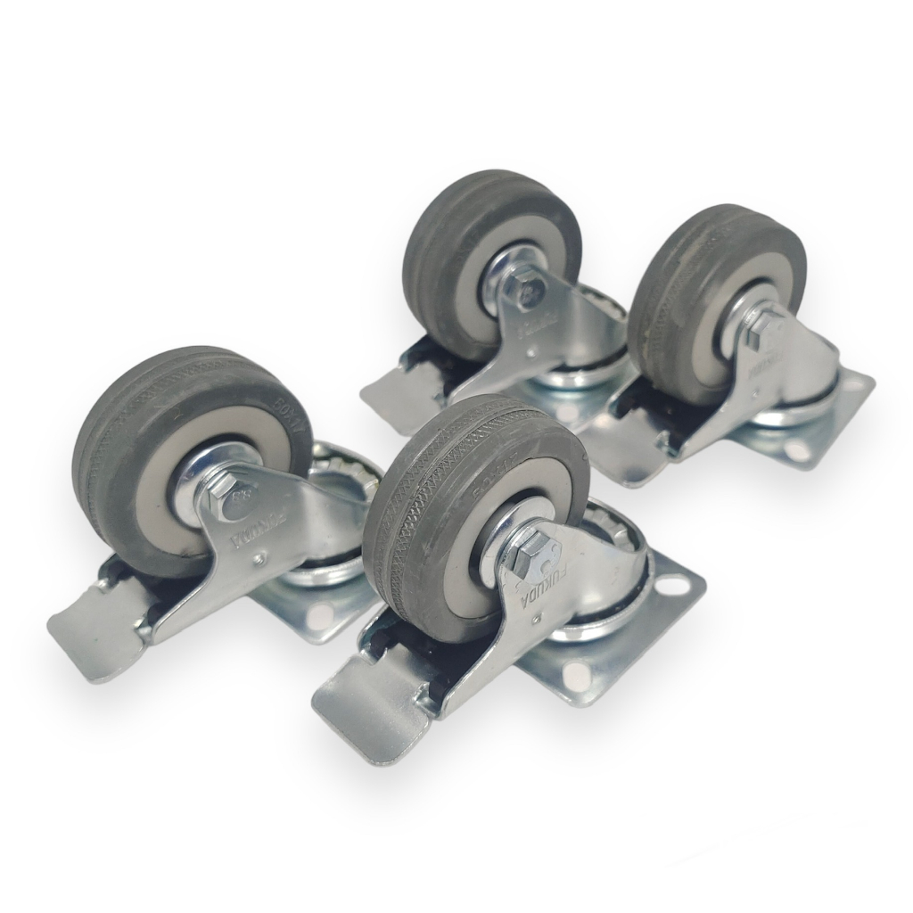 Jual Roda Caster Karet Rubber Hidup plus Rem 2 Inci Roda Kastor Karet ...