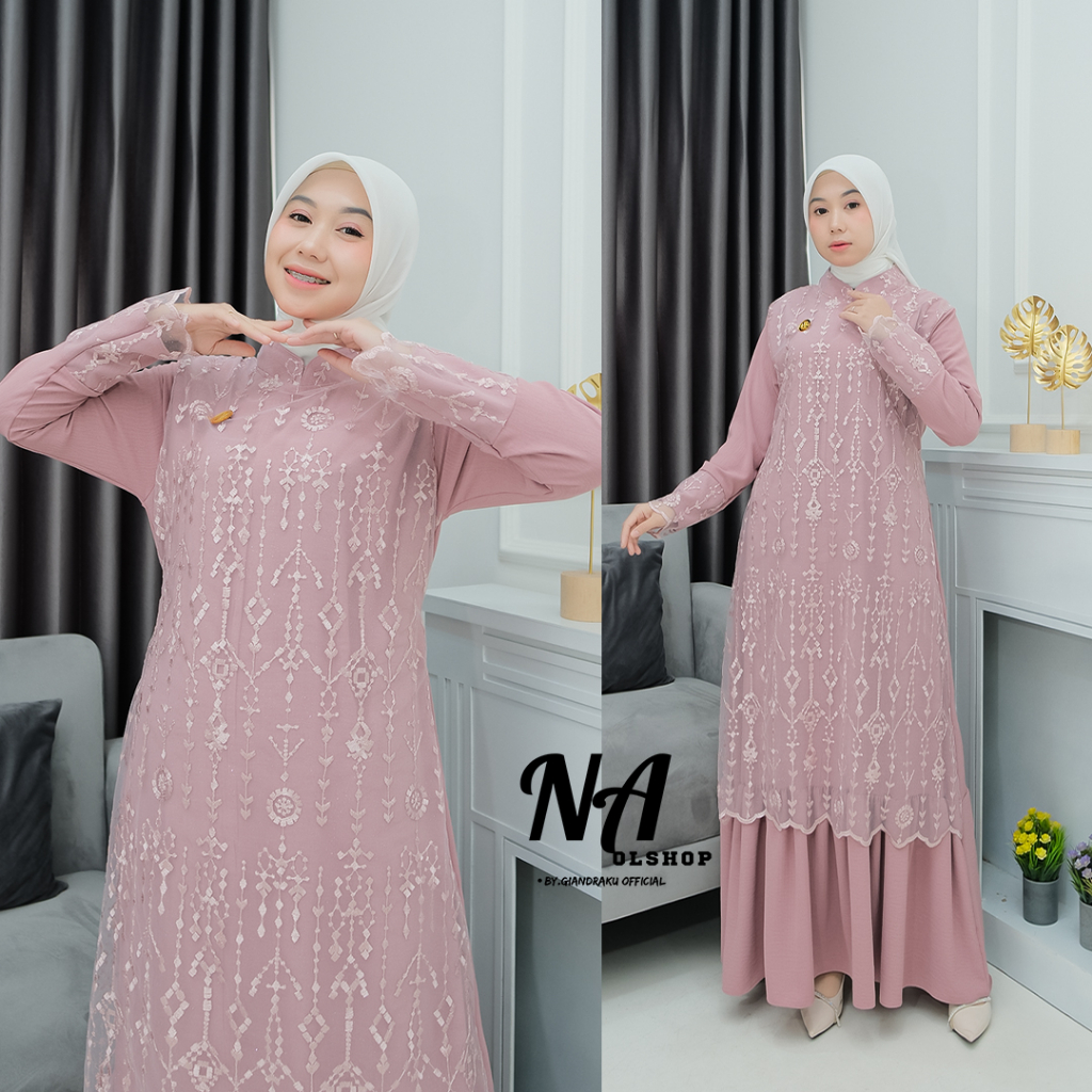 Jual Shafiya Dress Gamis Terbaru2024 Viral Gamis Hits Bahan Crinkle Mix ...
